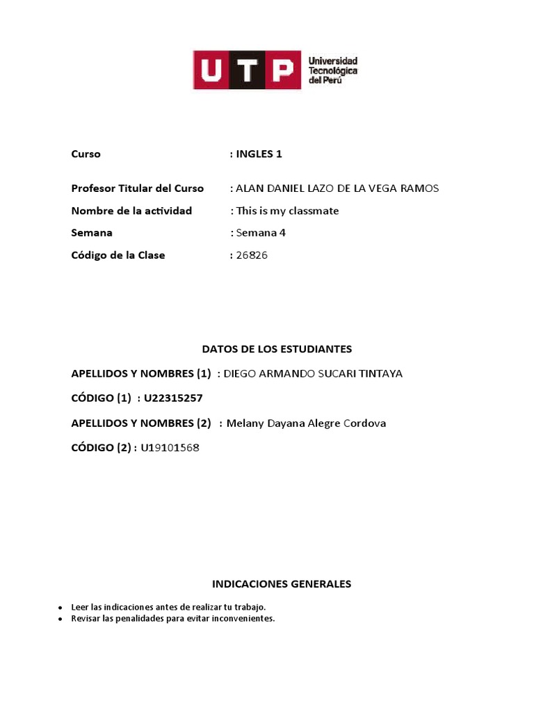 This Is My Classmate: Semana 4 | PDF