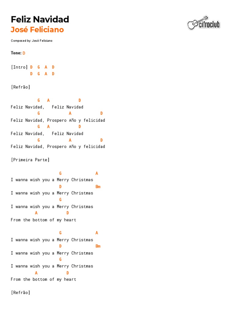 Cifra Club - José Feliciano - Feliz Navidad | PDF