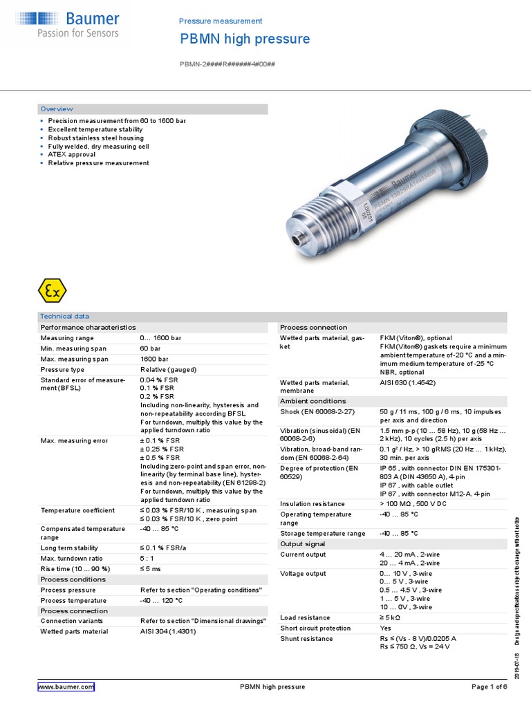 Baumer PBMN-high-pressure EN 20190718 DS | Download Free PDF | Power ...