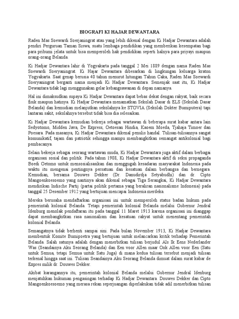 Biografi Ki Hajar Dewantara | PDF