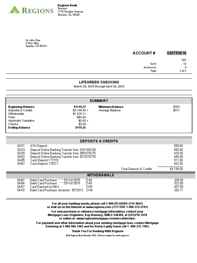 Account # 030753616: Lifegreen Checking | PDF | Debit Card | Banks
