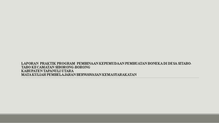 Laporan Praktik Program Pembinaan Kepemudaan Pembuatan Boneka Di | PDF