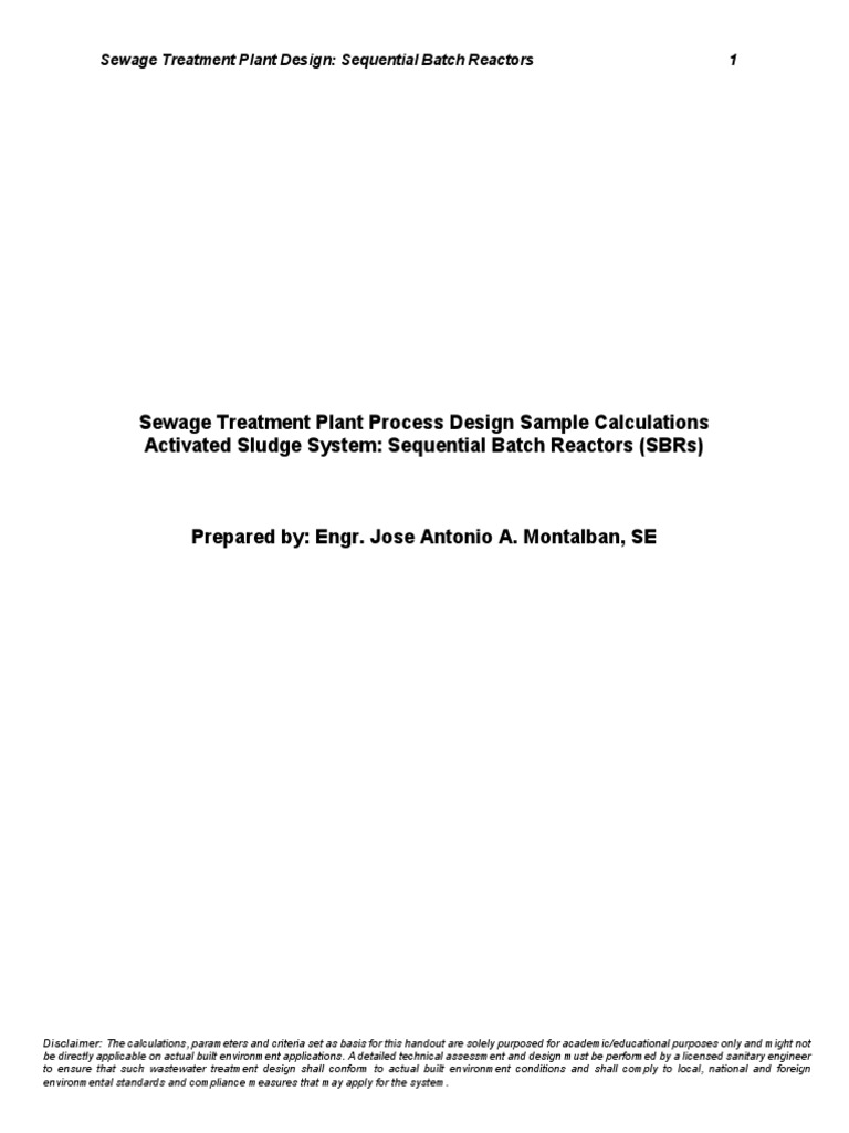 STP SBR Design Process Calculations | PDF