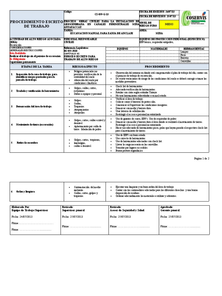 6. Excavacion Manual Para Zanjas de Anclaje | PDF
