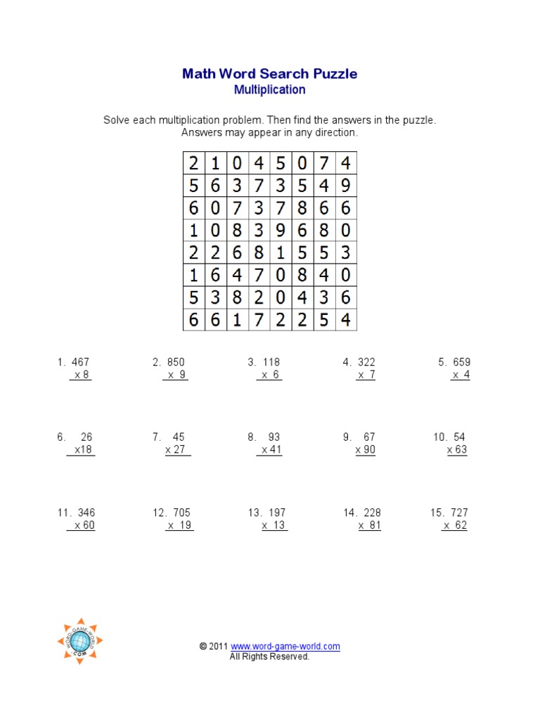 Word Search Math