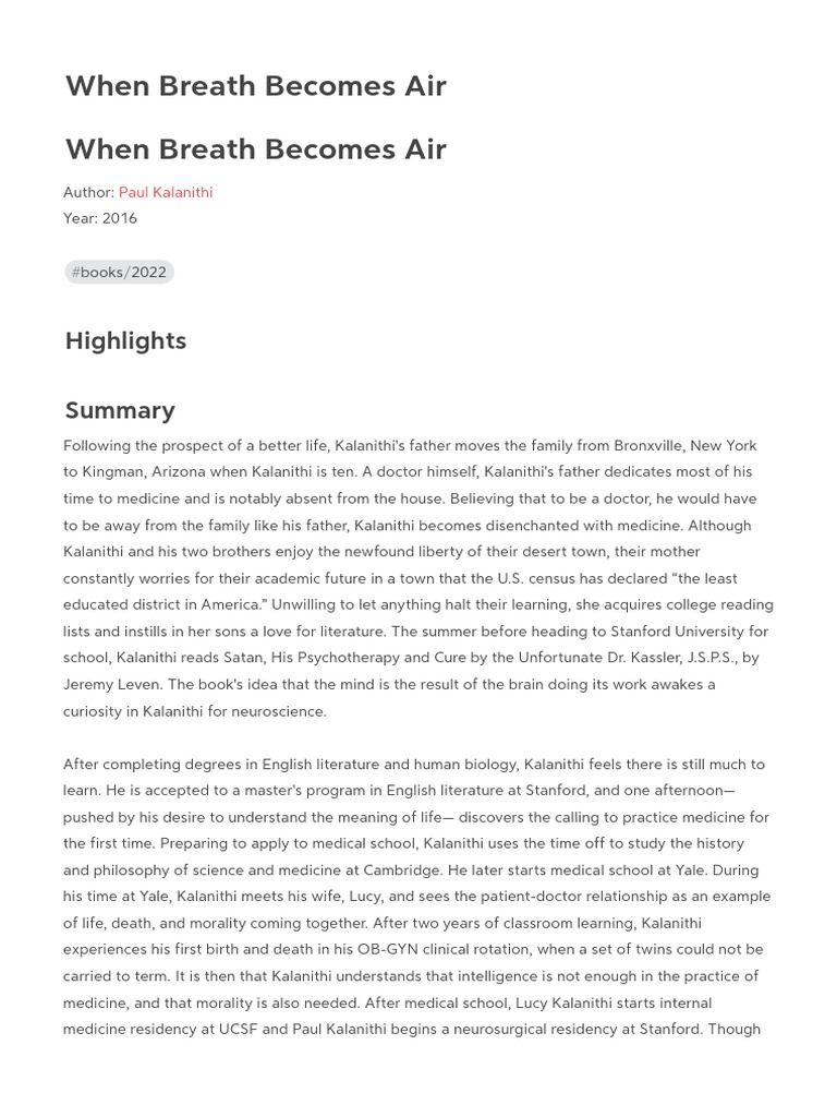 When Breath Becomes Air | PDF
