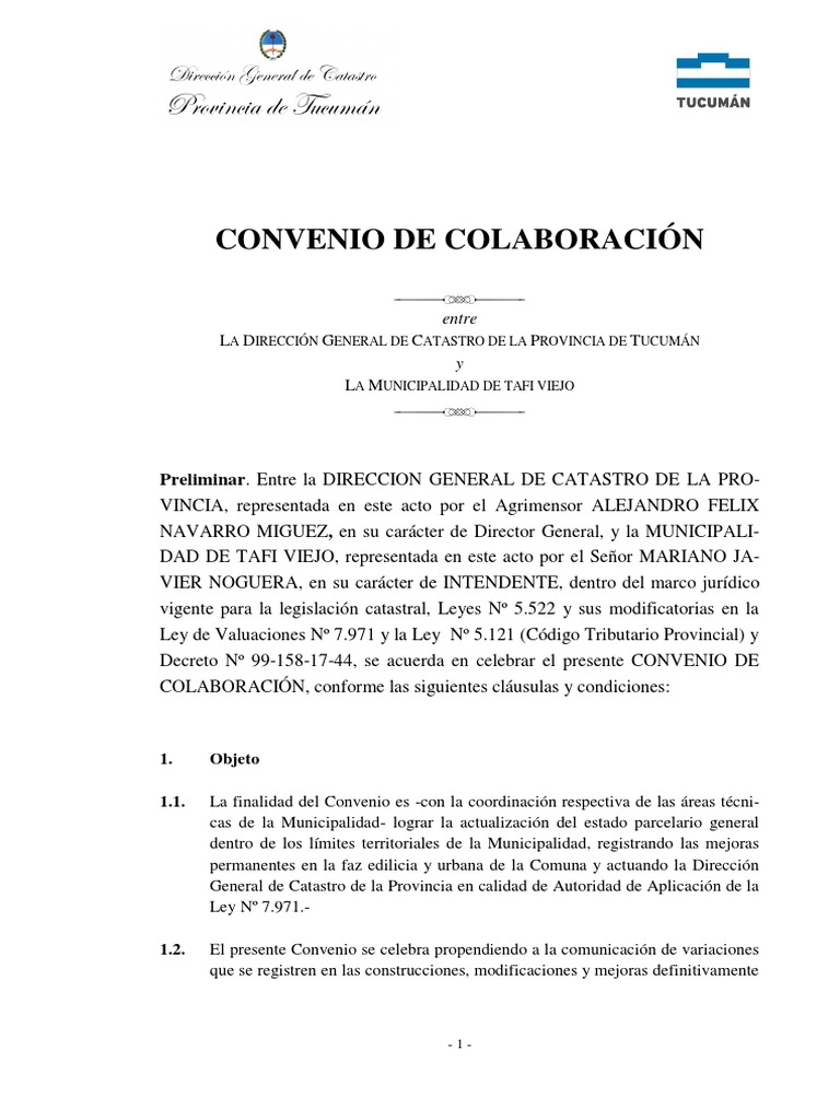 Convenio de Colaboración DGC Municipal Tafi Viejo | PDF | Cartografía ...