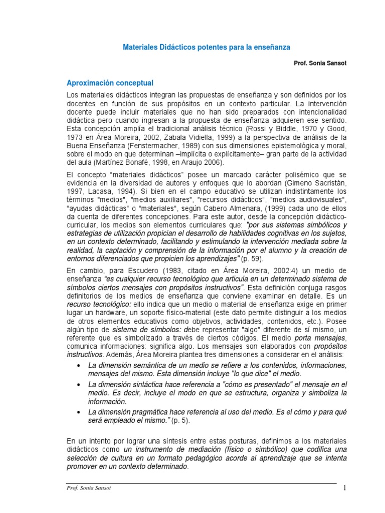 Materiales Didacticos Potentes Para La Enseñanza1 Pdf Enseñando