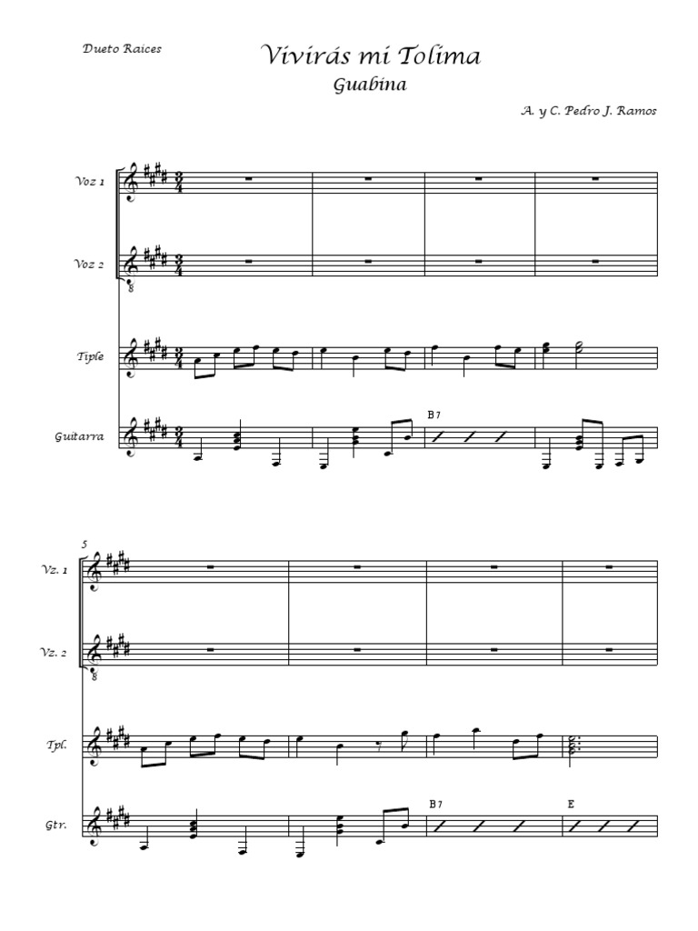 Vivirás Mi Tolima (Guabina) - Score | PDF