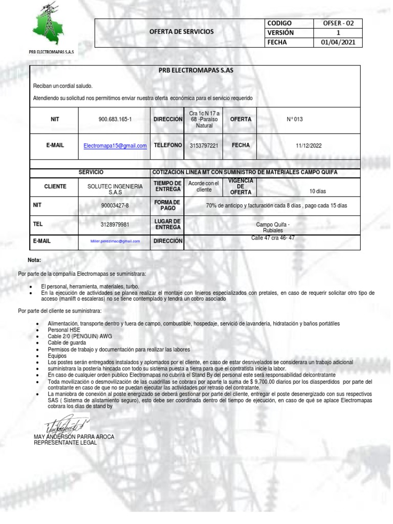 Cotizacion Quifa Final1 | PDF