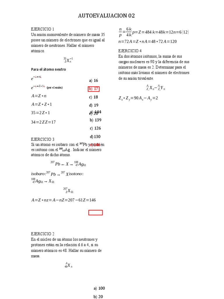 Quimica Autoevaluacion | PDF | Átomos | Núcleo atómico