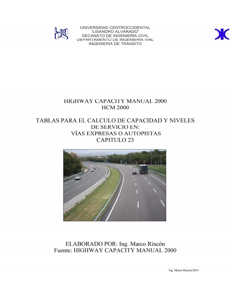 Tema 3.1 Capacidad y Niveles de Servicio AUTOPISTAS | PDF