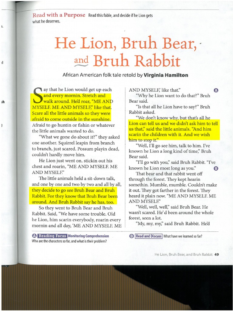 Fiction - He Lion Bruh Bear Bruh Rabbit | PDF