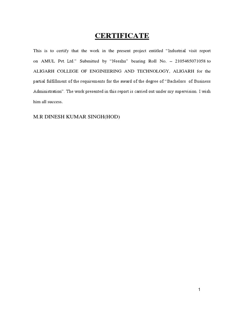 Certificate: M.R Dinesh Kumar Singh (Hod) | PDF | Milk | Ice Cream