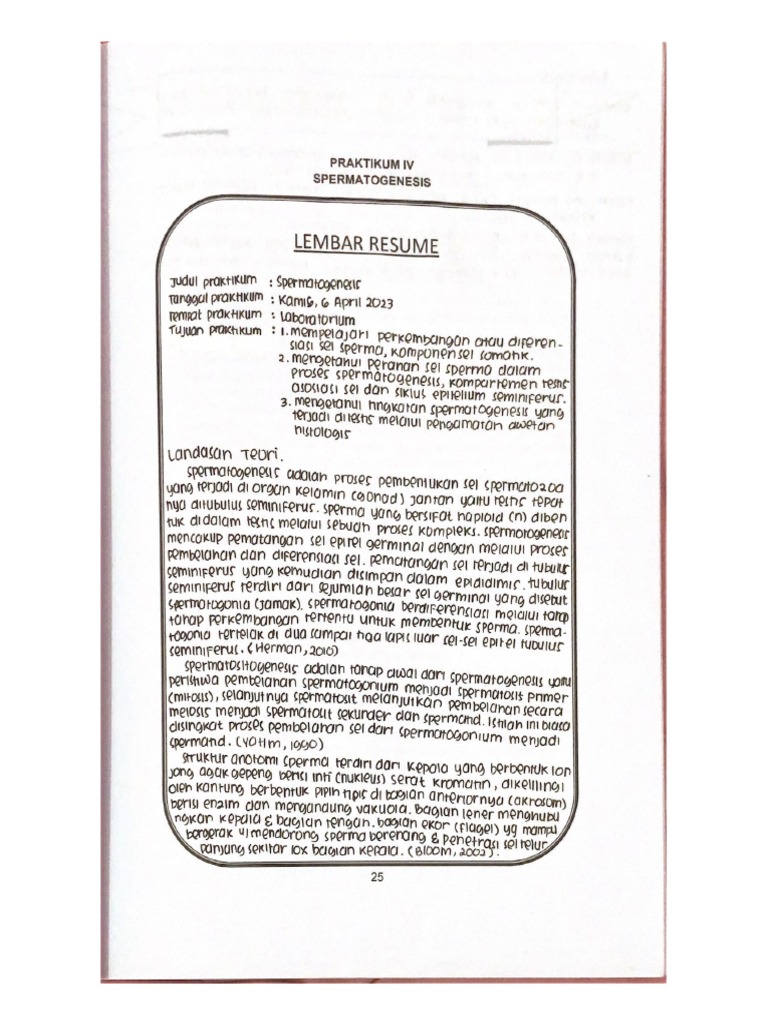 Elsha Refina Nurannisa - 1202060023 - Laporan Praktikum Spermatogenesis | PDF