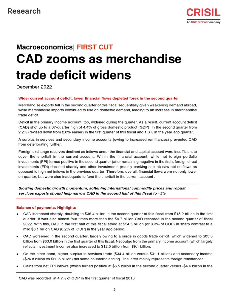 BoP First Cut Dec2022 | PDF | Balance Of Payments | Financial Markets