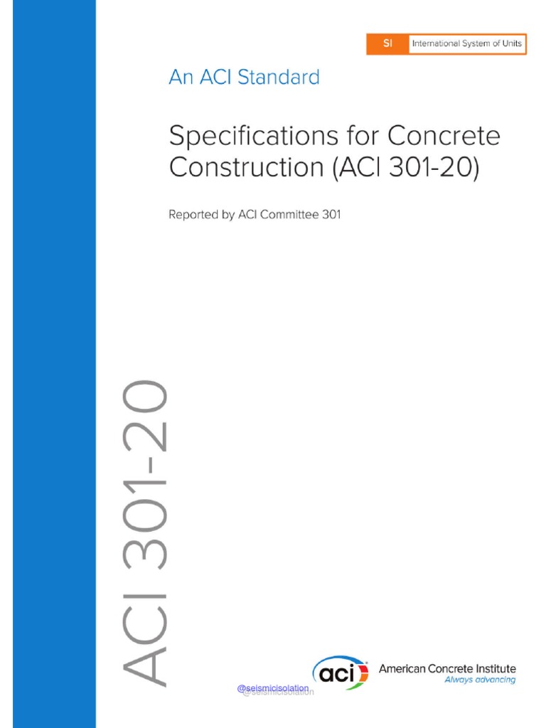 ACI 301M-20 Specifications For Concrete Construction 2020 | PDF