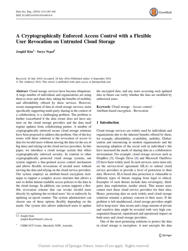 A Cryptographically Enforced Access Control With A Pdf Key Cryptography Encryption 