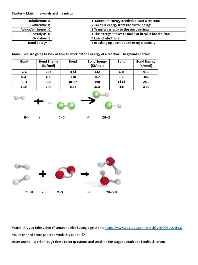 Calculating Bond Energy in Reactions | PDF | Chemical Reactions ...