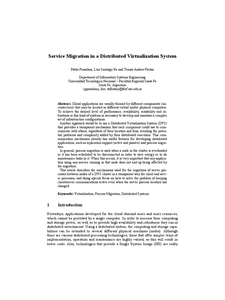 Service Migration In A Distributed Virtualization System Pdf Load Balancing Computing