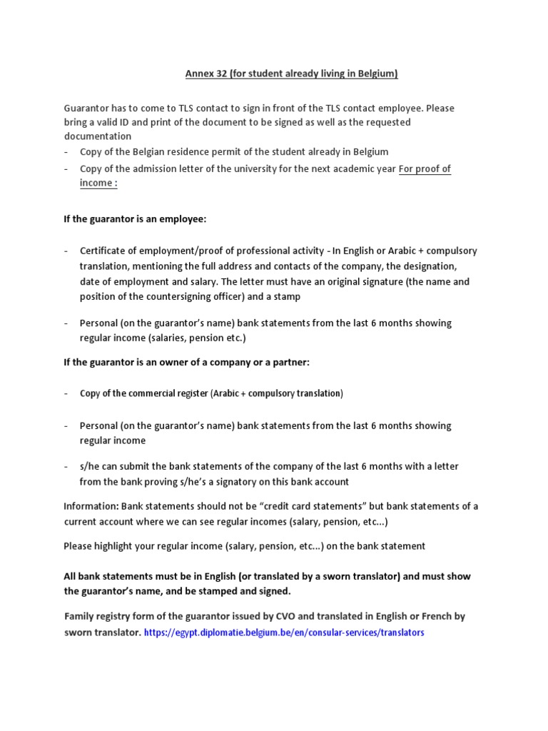 Annex 32 For Student Already Living in Belgium | PDF