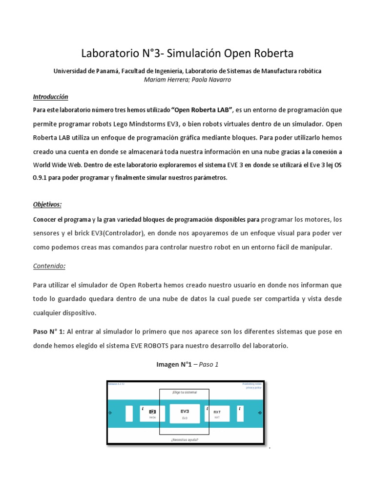 Laboratorio N°3 - Simulación Open Roberta | PDF