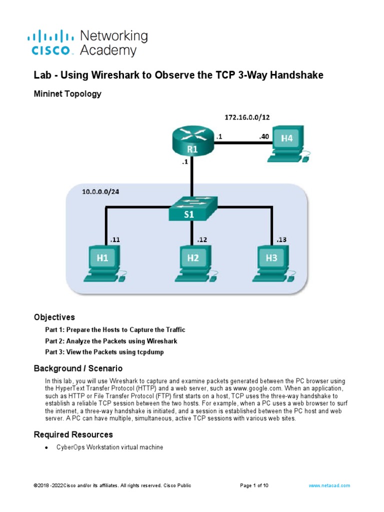 9.2.6 Lab - Using Wireshark To Observe The TCP 3-Way Handshake | PDF