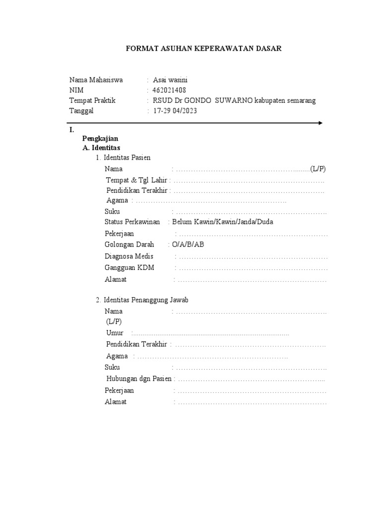 Format Asuhan Keperawatan Dasar | PDF