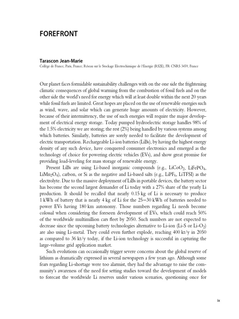 Forefront 2015 Lithium-Process-Chemistry | PDF | Energy Storage | Electric Vehicle