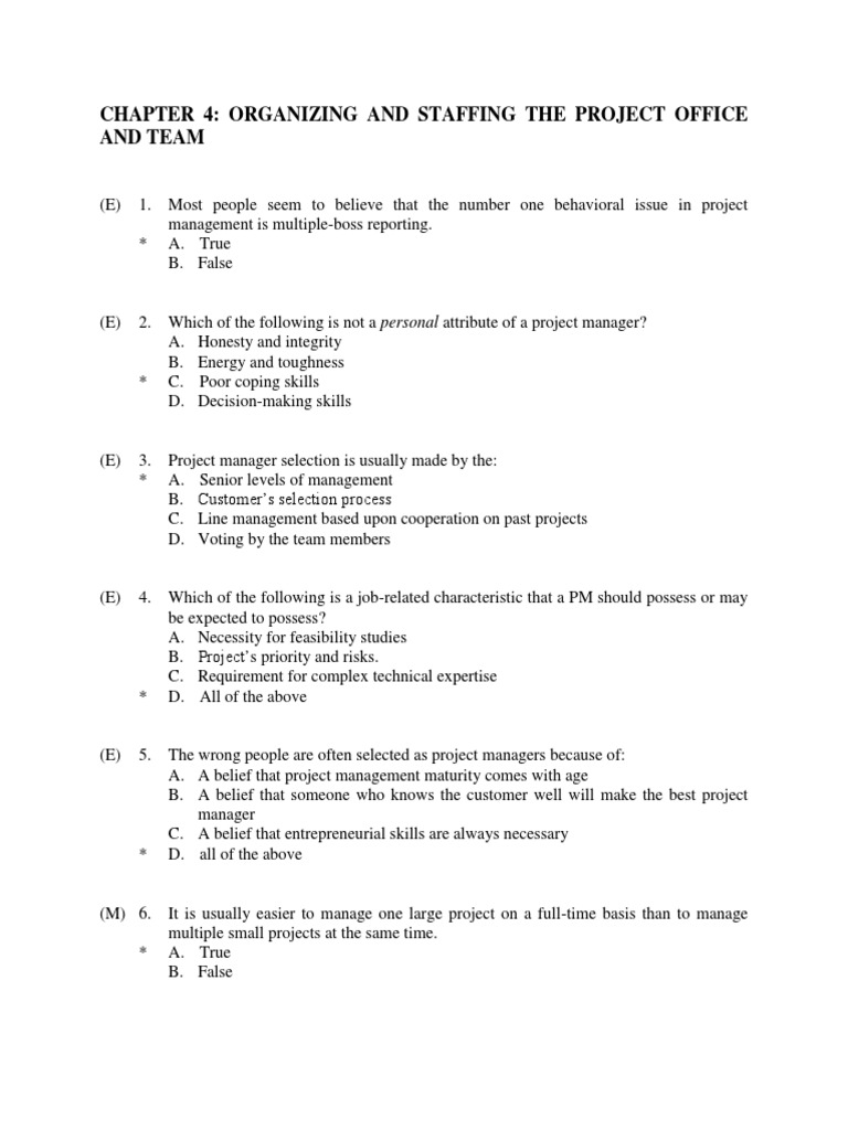 Chapter 4: Organizing and Staffing The Project Office and Team | PDF ...