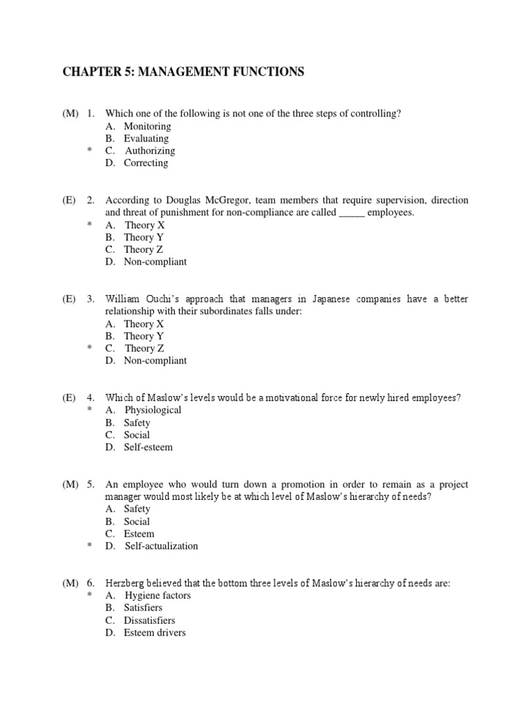 Chapter 5: Management Functions | PDF | Organizational Behavior ...