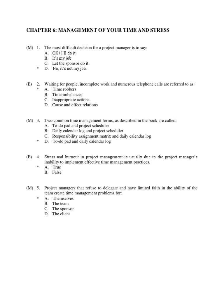 Chapter 6: Management of Your Time and Stress | PDF