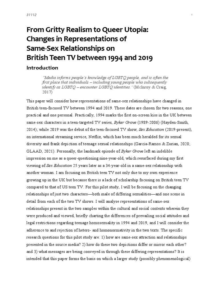 From Gritty Realism To Queer Utopia: Changes in Representations of Same-Sex Relationships On ...