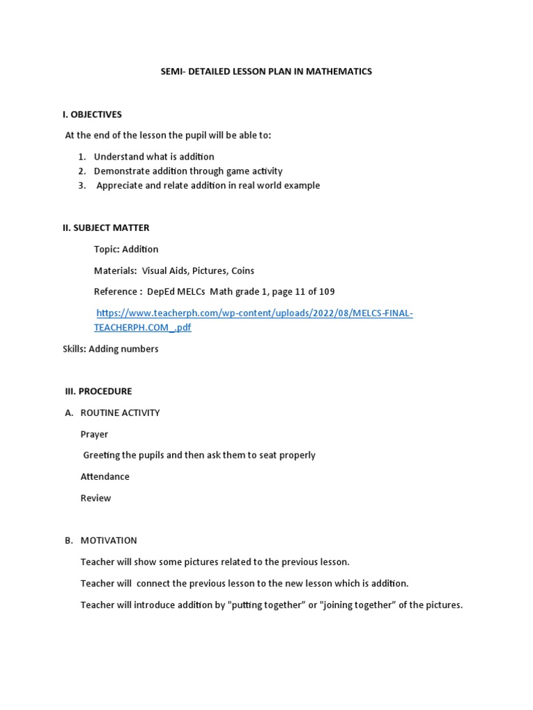 SEMI-Detailed Lesson Plan | PDF