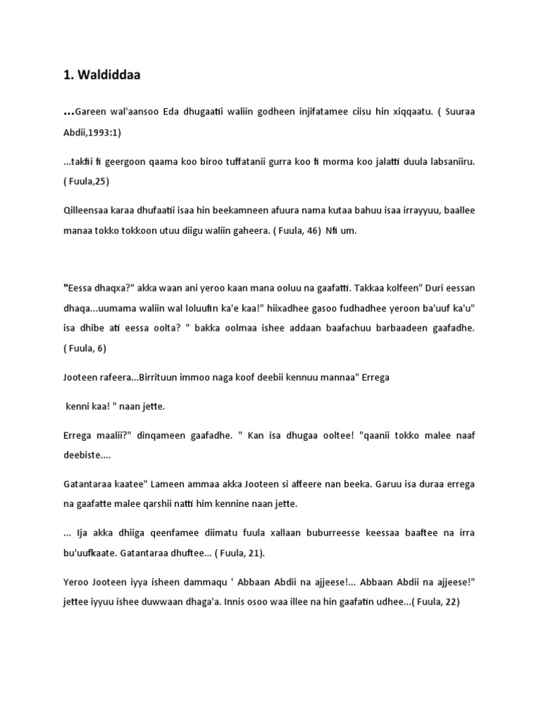 Waraabbii Asoosama Suuraa Abdii | PDF