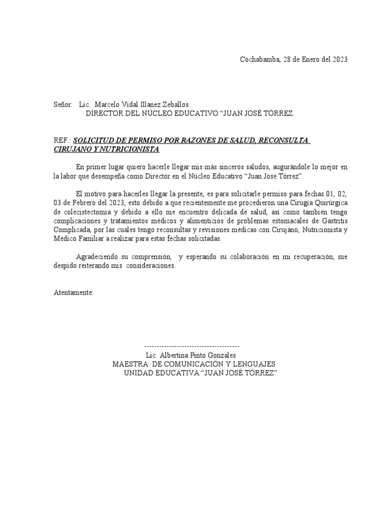 CARTA SOLICITUD PERMISO DIRECTORxx | PDF