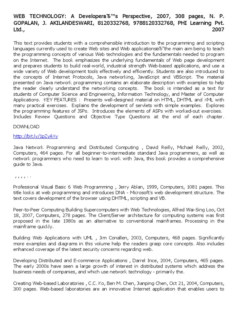 Web Technology A Developers Perspective | PDF