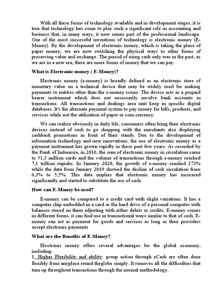 E Money | PDF | Money | Credit Card