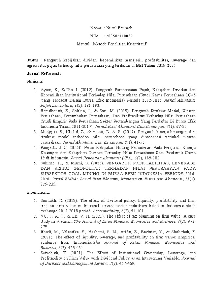 Nurul Fatimah - 200502110082 - Tugas Jurnal Referensi | PDF | Bisnis