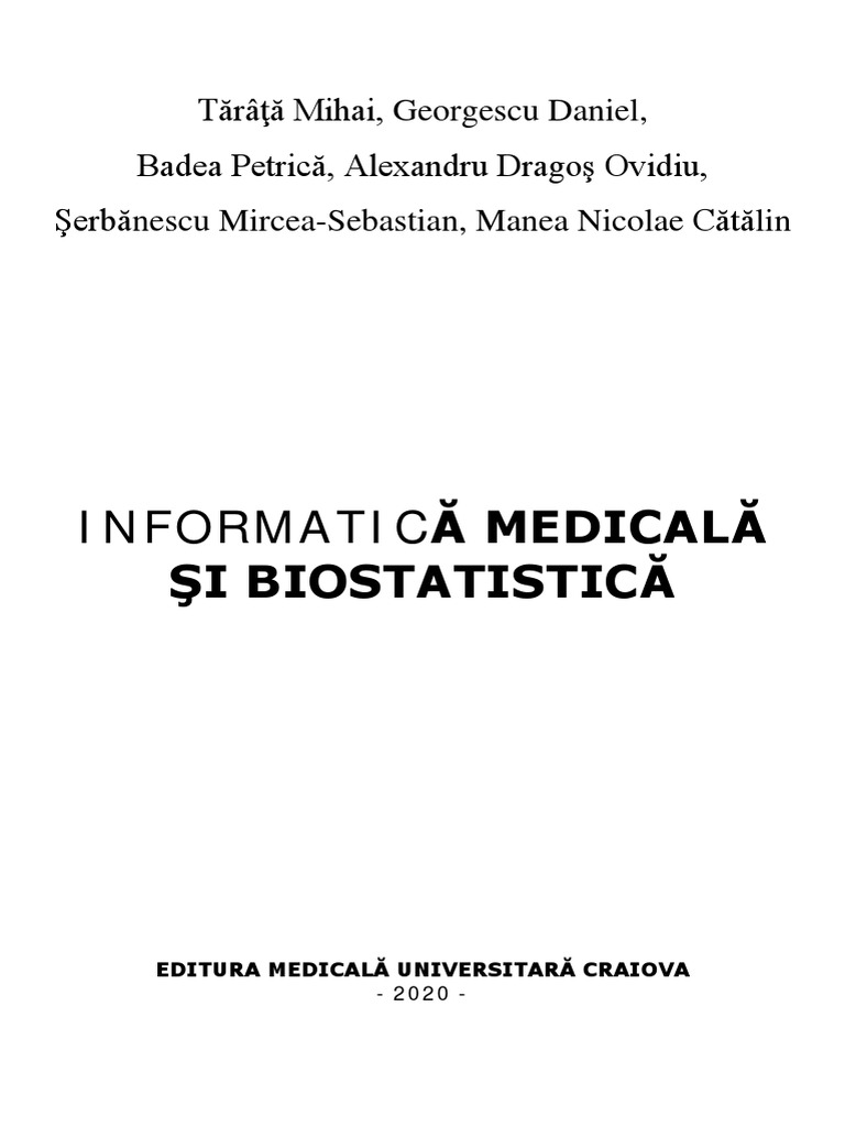 Informatica Medicala Si Biostatistica 2020 | PDF