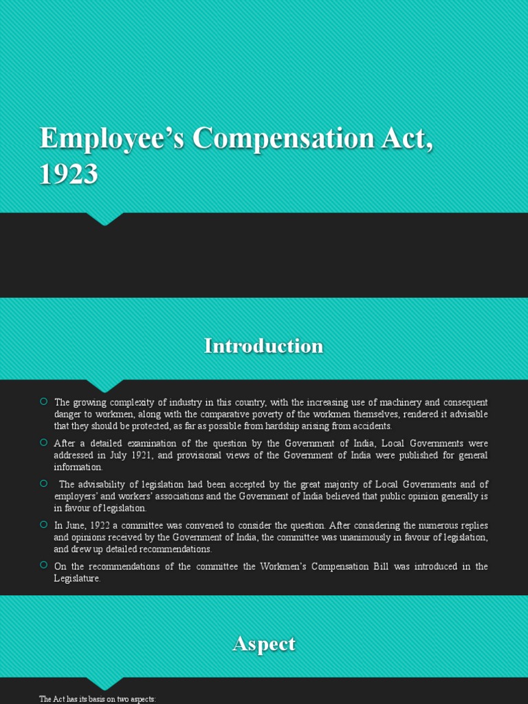 Compensation Under Employee's Act 1923 | PDF | Finance & Money Management