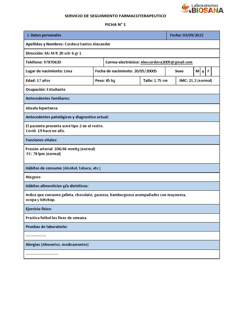 Seguimiento Farmacoterapeutico - #1 | PDF