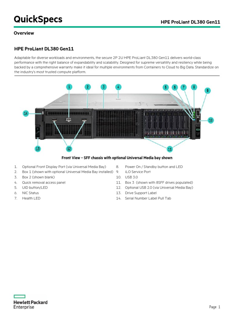 HPE ProLiant DL380 Gen11-QuickSpecs | PDF