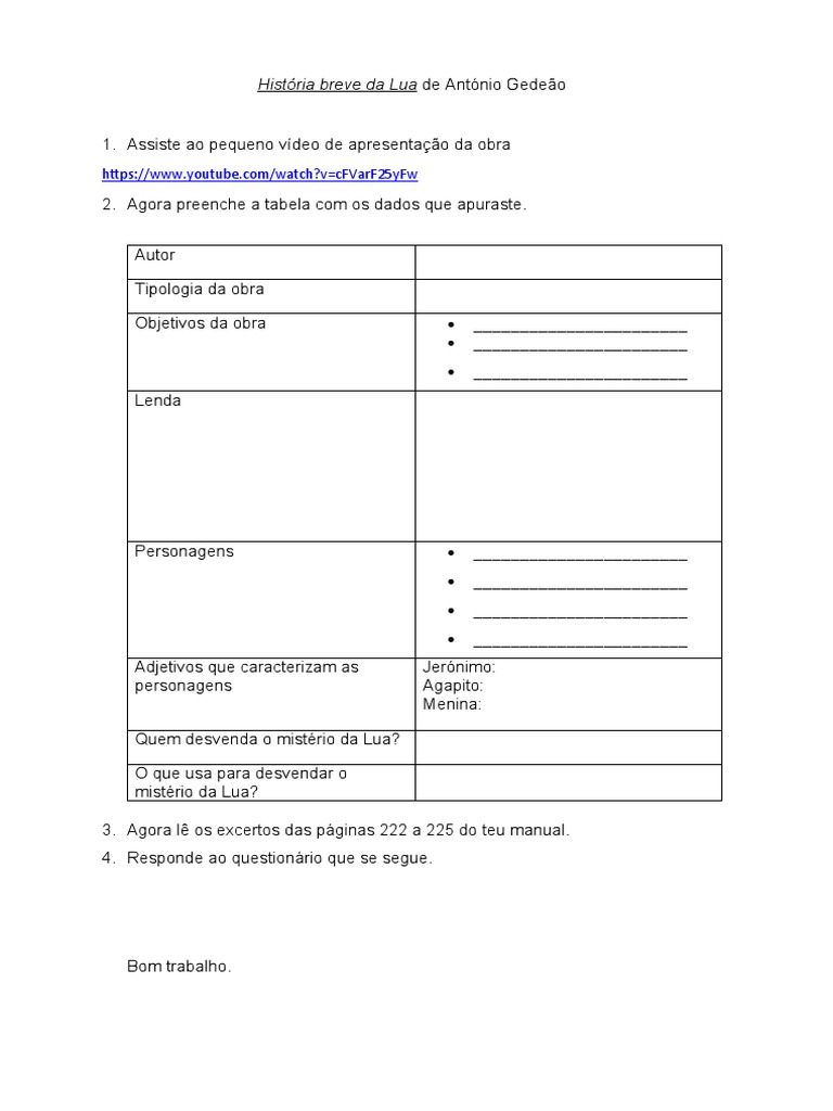 História Breve Da Lua de António Gedeão | PDF