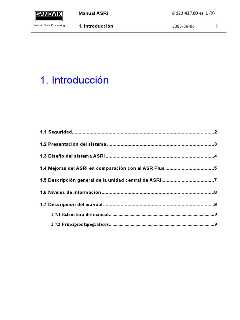 Manual del Sistema ASRi Sandvik | PDF | Sensor | Transformador