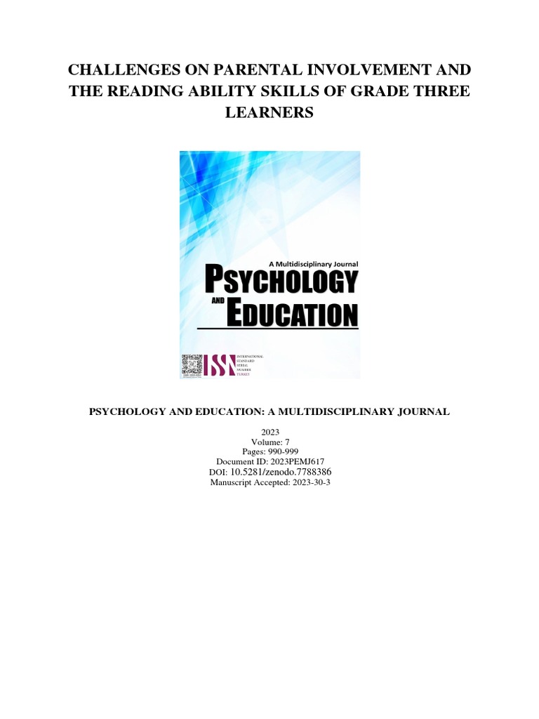 The Impact of Parental Involvement on Developing Reading Skills: Challenges, Relationships, and ...