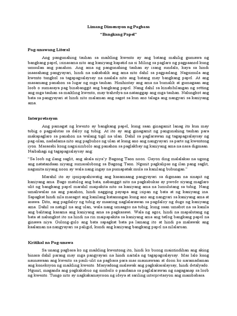 Limang Dimensyon NG Pagbasa | PDF