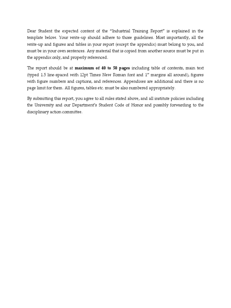 Industrial Training Report's Format | PDF