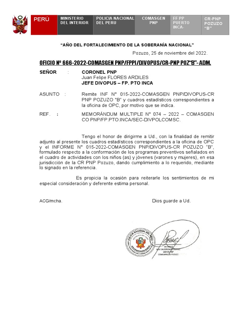 OF #025-2022, Remite INF #015-2022 y Cuadros Estadísticos ...