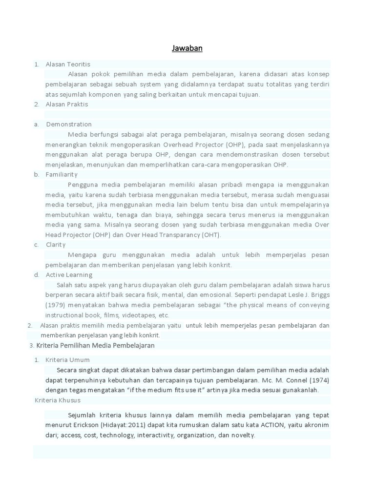 Jawaban: Untuk Lebih Memperjelas Pesan Pembelajaran Dan Memberikan ...